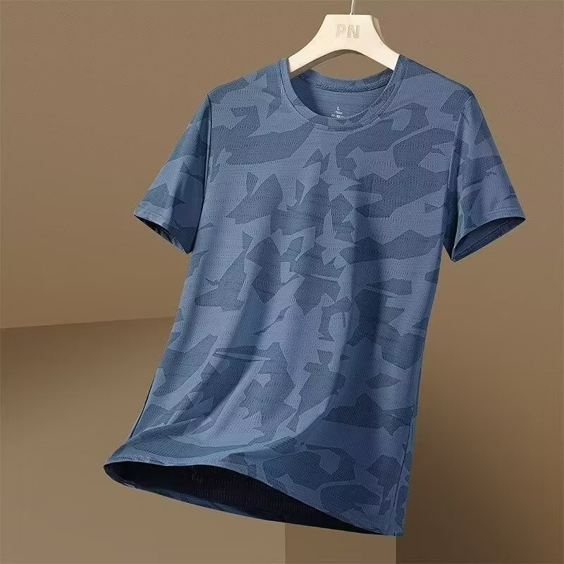 M-5XL Men's Summer Ice Silk Dri-fit Shirt Quick-Dry Camouflage Sports ...