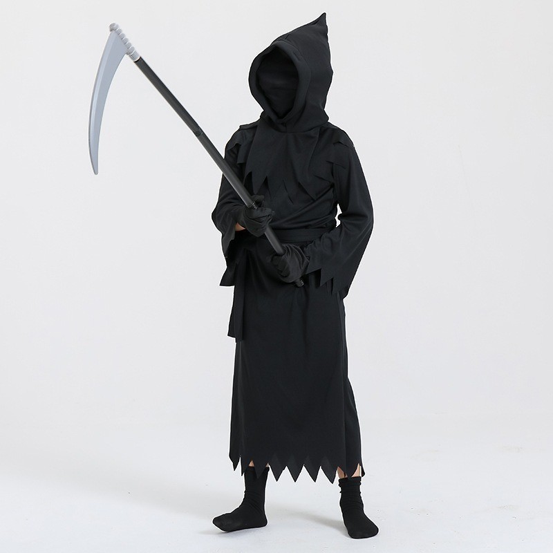 6pcs Set Grim Reaper Costume for Kids Boy Girl 4-12year Halloween ...