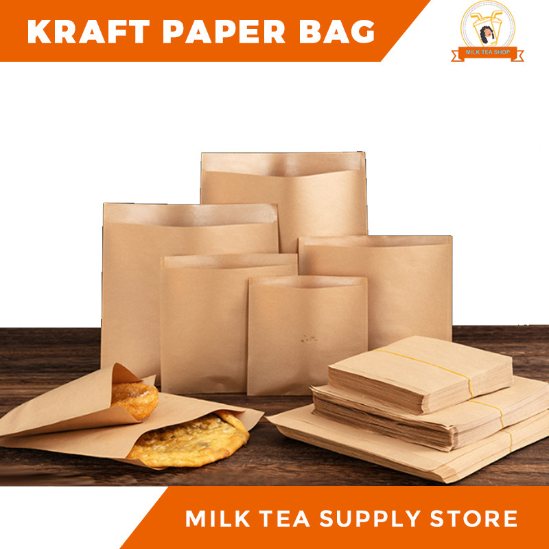 100pcs Kraft Paper Sandwich Donuts Bag Disposable Snack Pancake ...