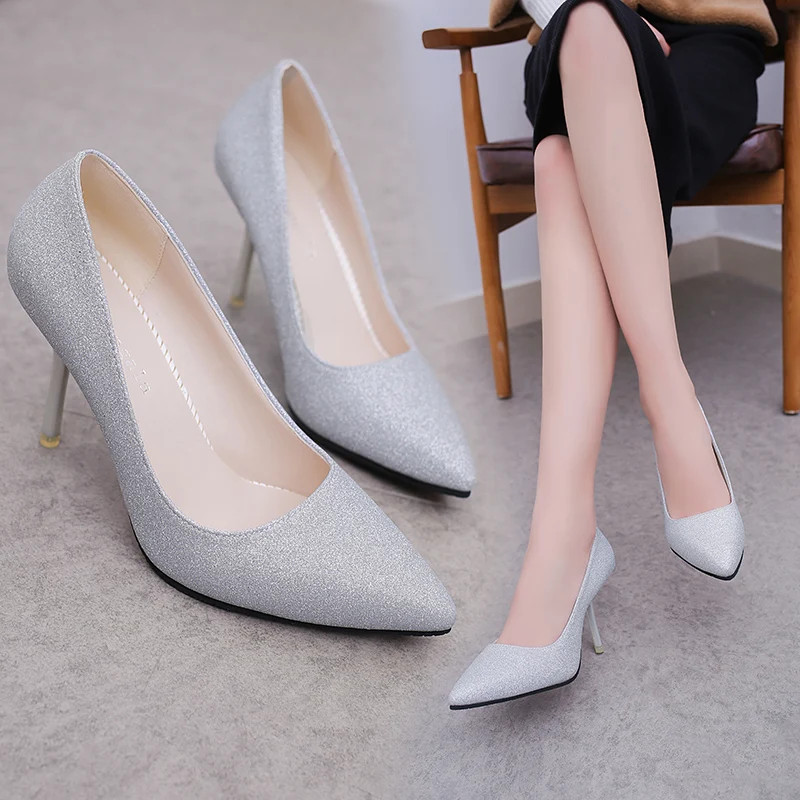 2019 Summer Female Sandals Pointed Toe High Heels Nude Color Tip 7cm ...