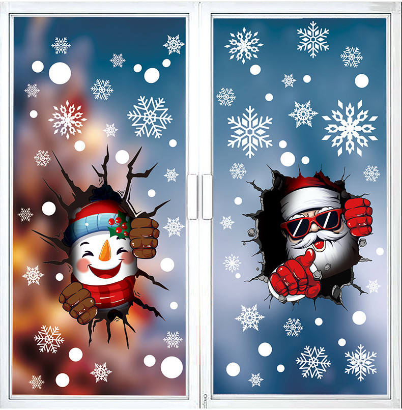 2025 New Sticker Christmas Decorations Window Santa Snowman Snowflake ...