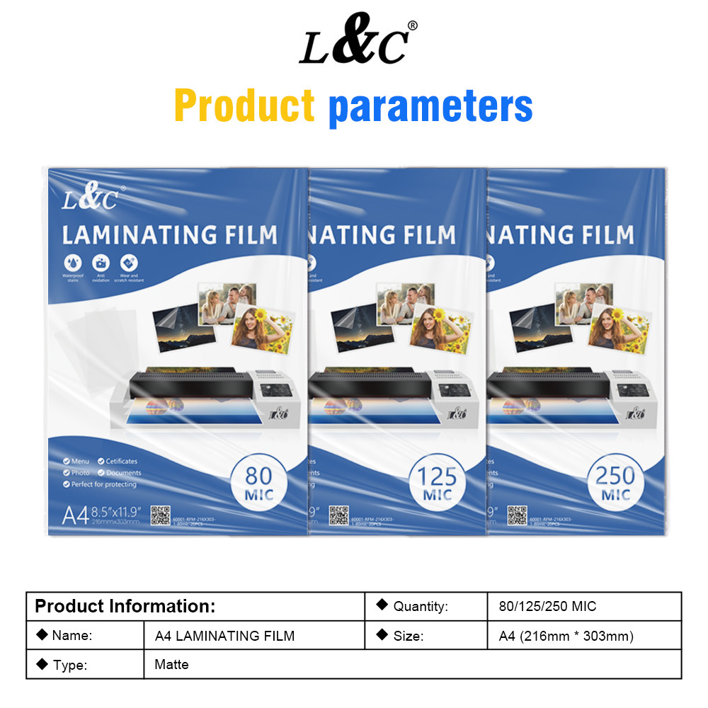L&C Laminating Film A4 Size 80/125 /250 microns Hot Lamination (20 ...