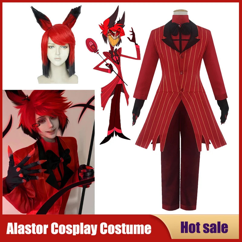 § Anime Hazbin Cosplay Hotel Alastor Uniform Costume Jacket Pants Shirt ...