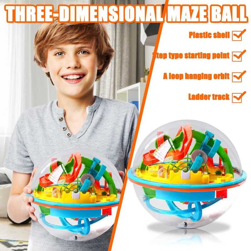 3D ☥ Teeker Magic Maze Intellect Ball Labyrinth Sphere Globe Toys For ...