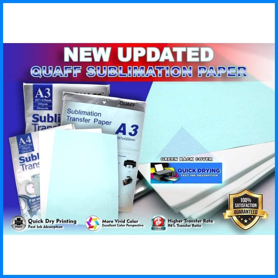quaff a4/a3 size sublimation paper 100sheets/pack | Shopee Philippines