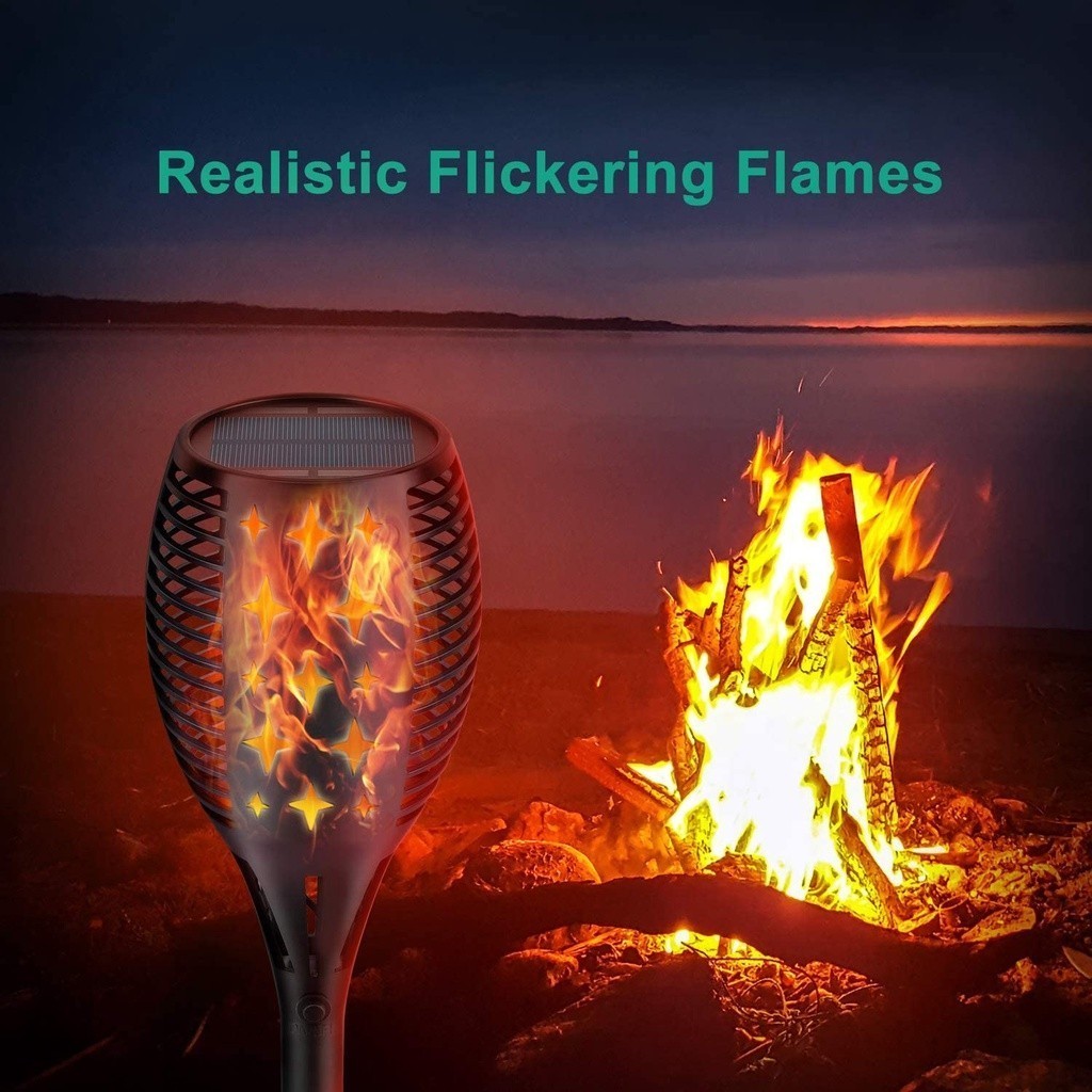 Waterproof LEDs Solar Torch Lights with Flickering Flame for Outdoor ...