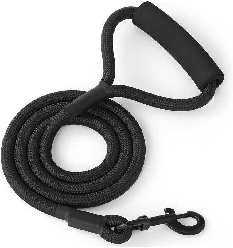 Mile High Life Comfortable Padded Handle Black Nylon Rope Leash with ...
