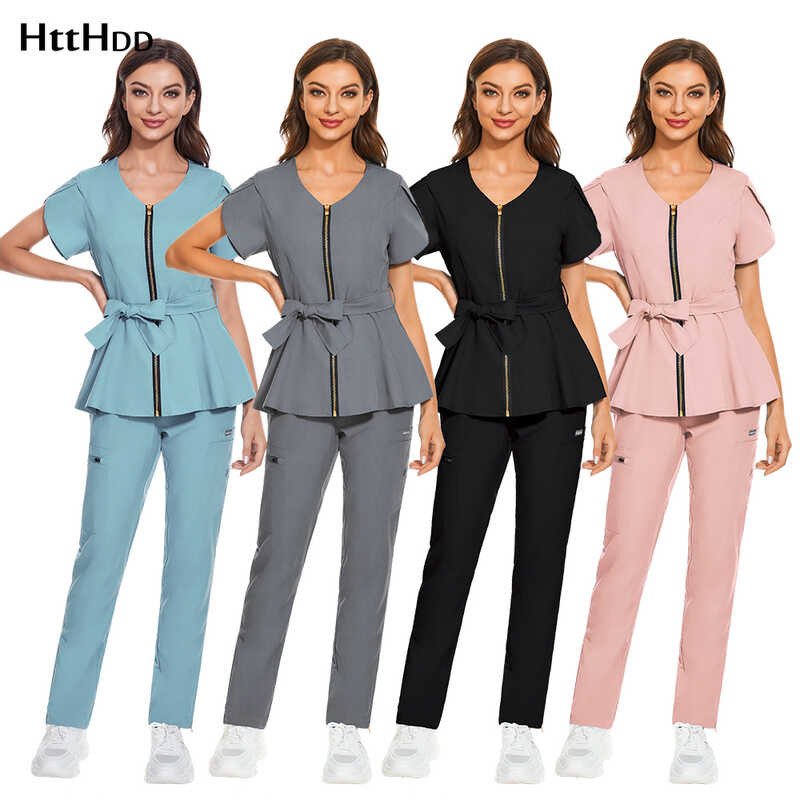 Maganda Salon Maikling Manggas Health Service Work Suit Pet Kostum ...