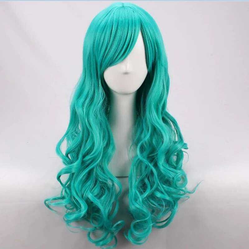 AA Kaiou Michiru Wigs Sailor Neptune Long Green Curly Heat Resistant ...