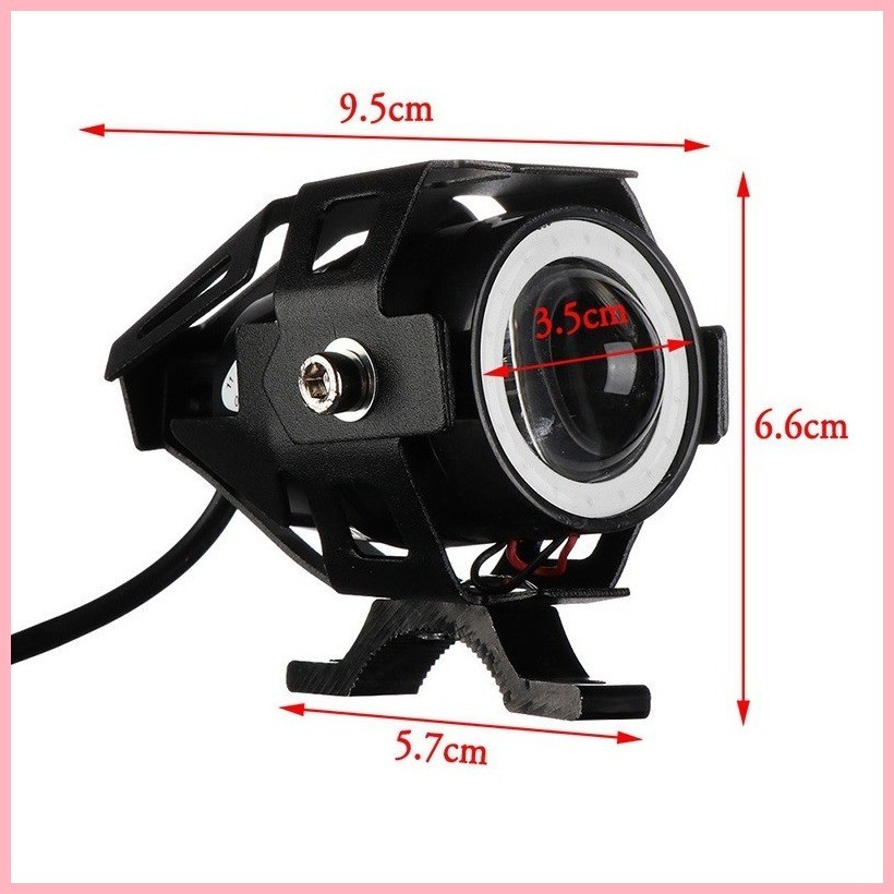 Universal Motorcycle Headlight Projector Mini U7 12v (Angel Eye Red ...