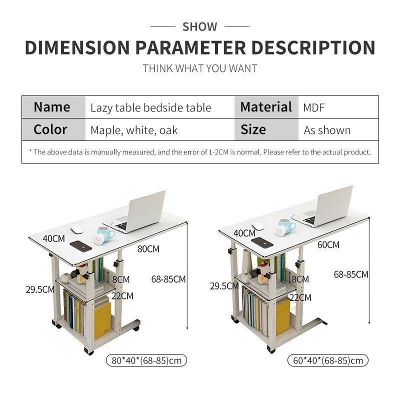 Wooden Mobile Computer Lifting Desk Simple Laptop Bedside Table Strong ...