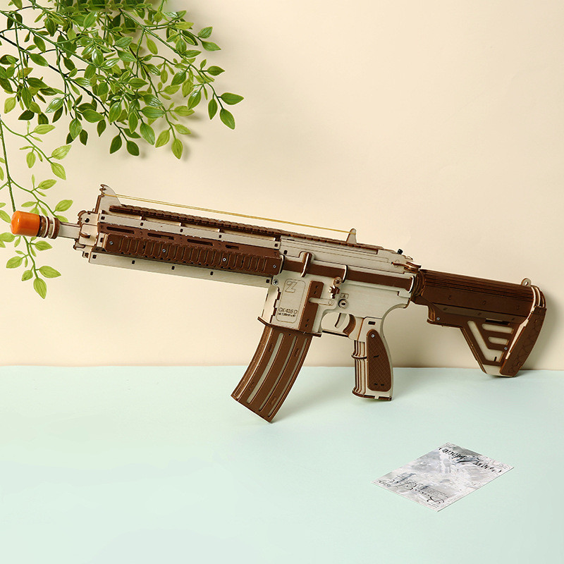 Wooden Puzzle Toy 3D Three-dimensional Toy Gun Puzzle M416 Children's ...
