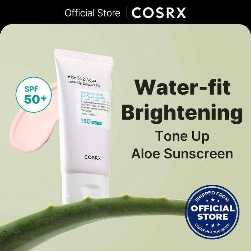 COSRX 54.2 Aqua Tone-Up Sunscreen SPF 50+ Pa++++| Brightening| Soothing| Whitening| Tinted A52 ...