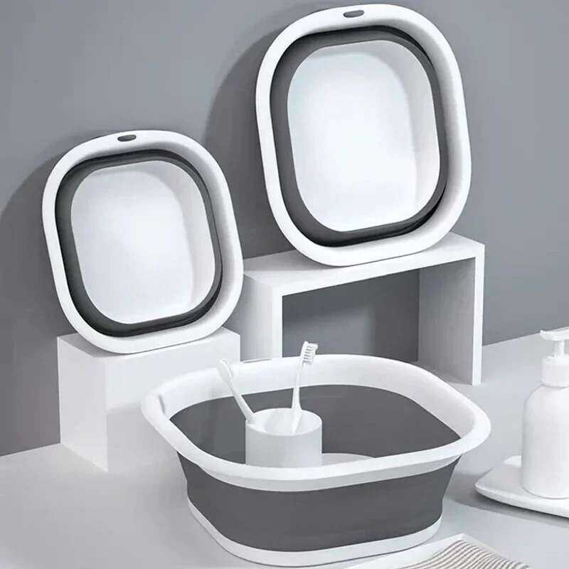 W Portable Plastic Folding Basins Dorm Room Essentials Foldable Bucket ...