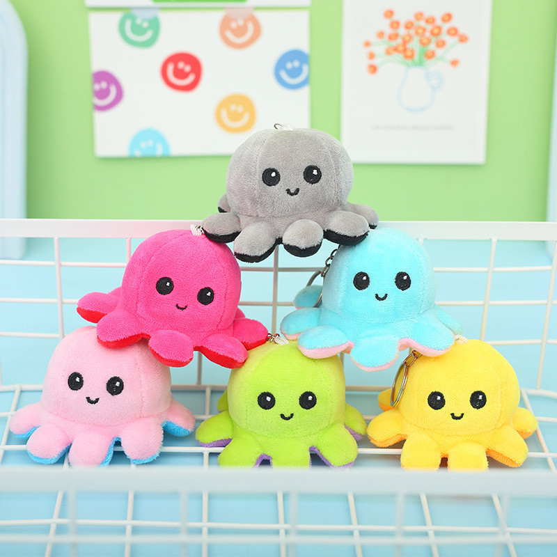 Mood Adorable Changing Reversible Octopus Plush Keychain Cute Animal ...