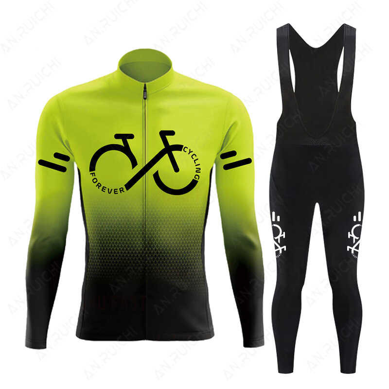 Fluorescent Color Jersey Set Summer Long Sleeve Cycling Damit MTB Bike ...
