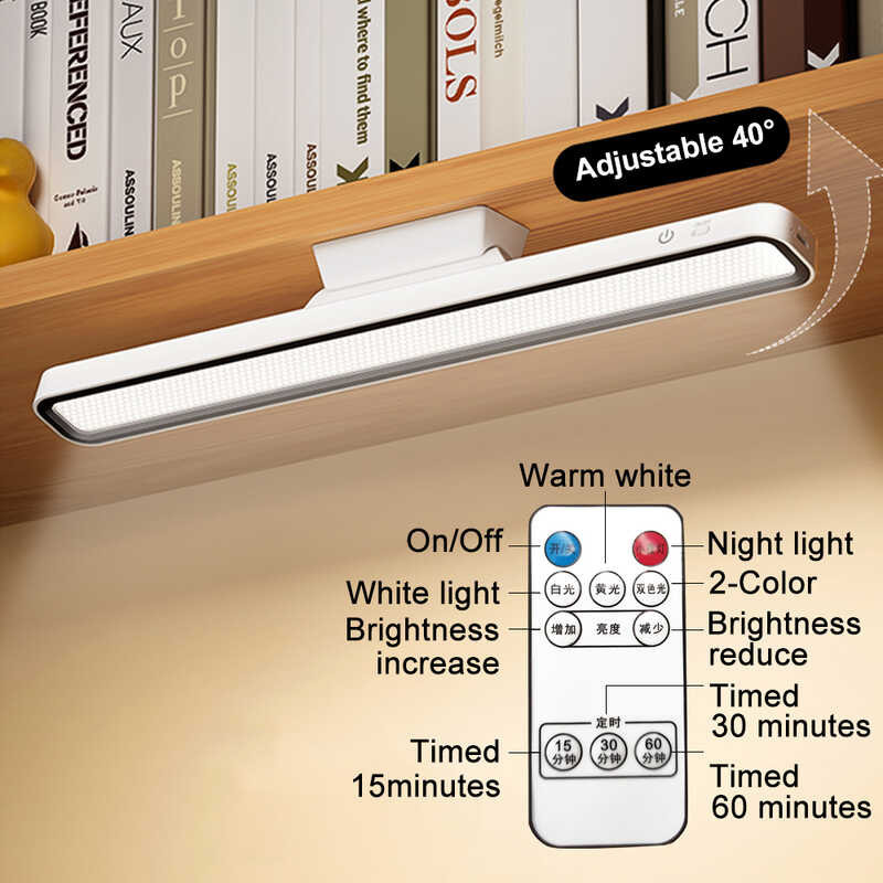 USB Desk LED Rechargeable Hanging Table Lamp Magnetic Stepless Dimming ...