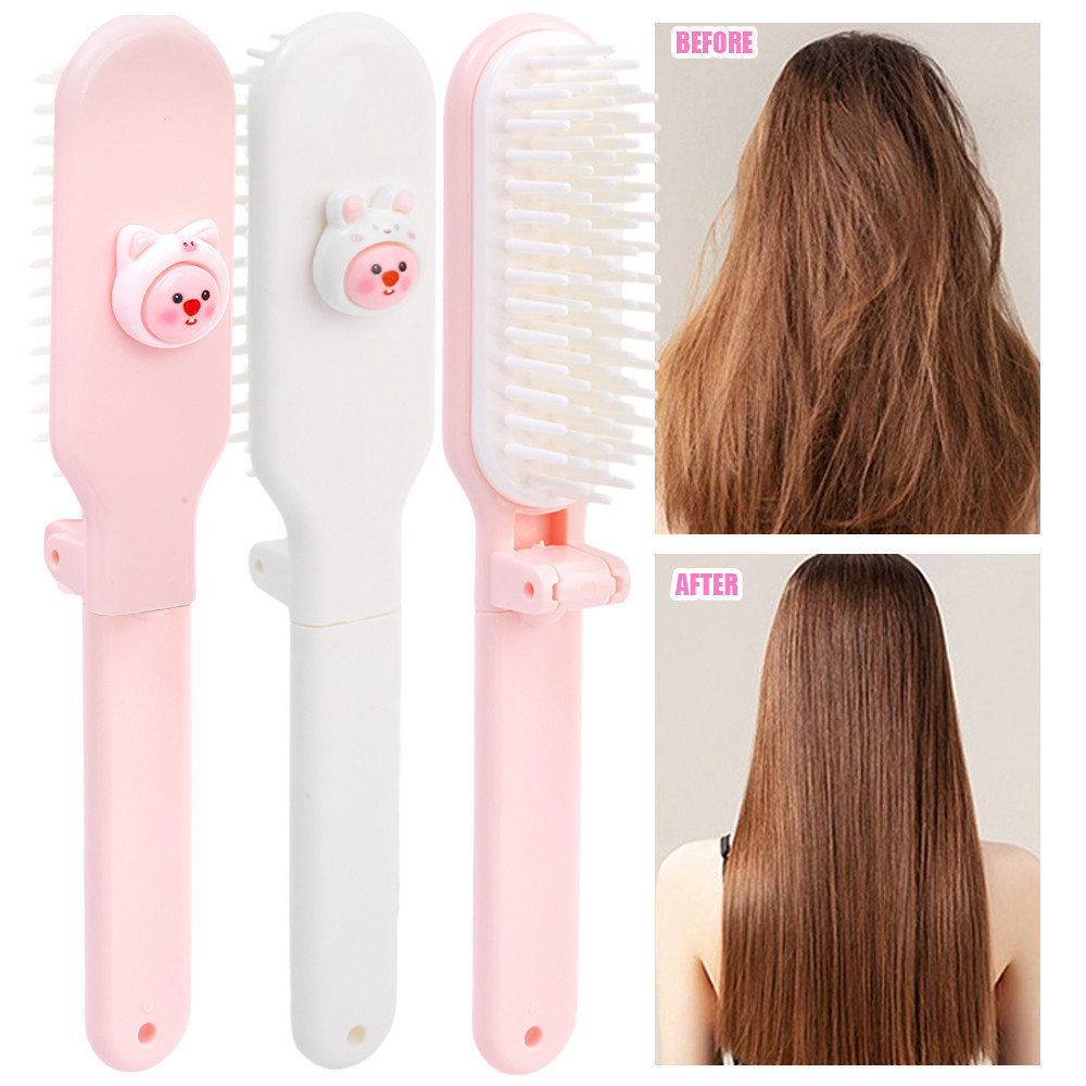 Sweet Cute Pink Loopy Folding Comb - Small Portable Anti-Static Plastic ...