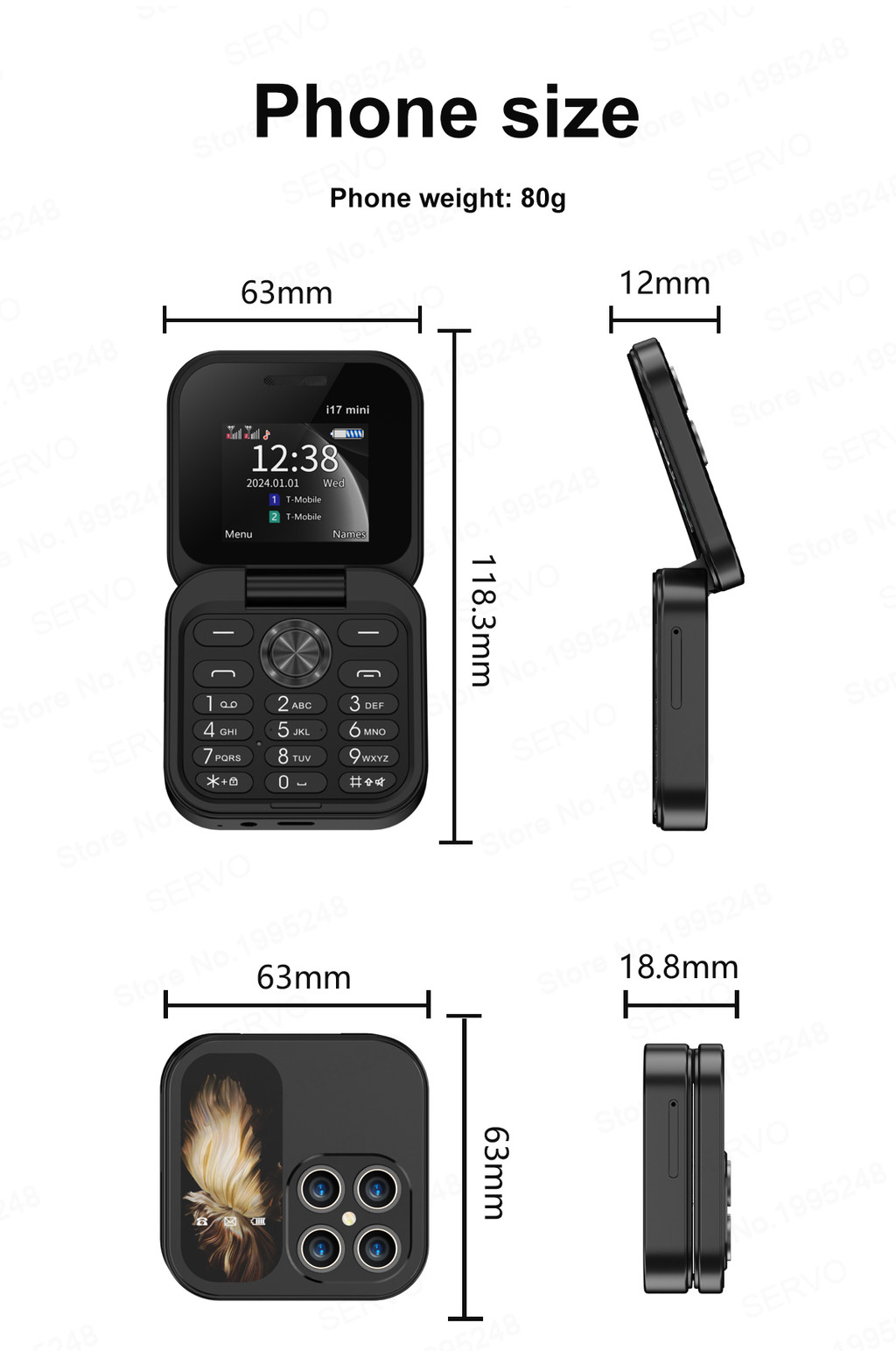 2024 New i17 Mini Palm Flip Mobile Phone 2G Dual SIM Standby Speed Dial ...