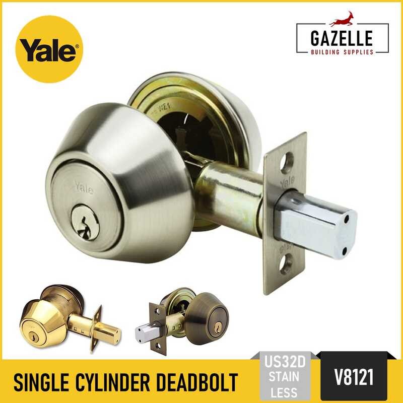 Round Yale Cyder Dead Bolt Deadbolt Stainless Antique / Brass (Double ...