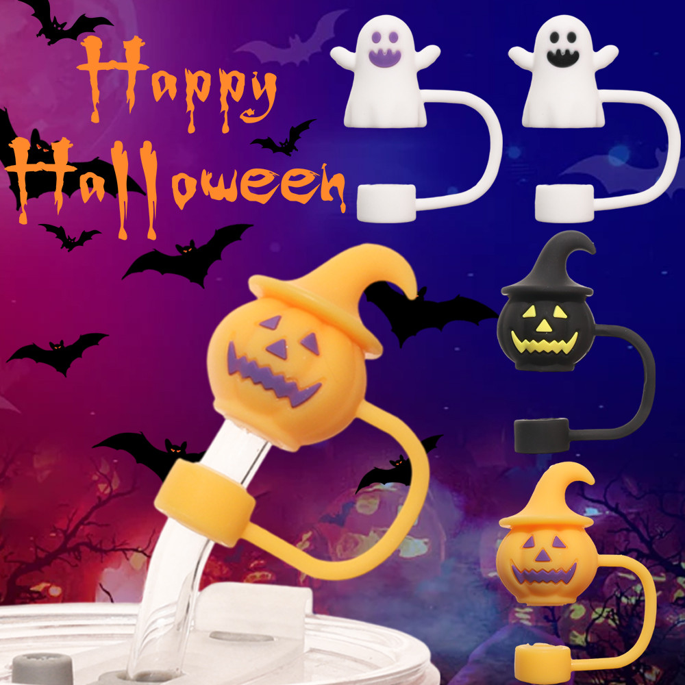 1/4pcs Cute Ghost Silicone Straw Protector Toppers - Reusable, Dust ...