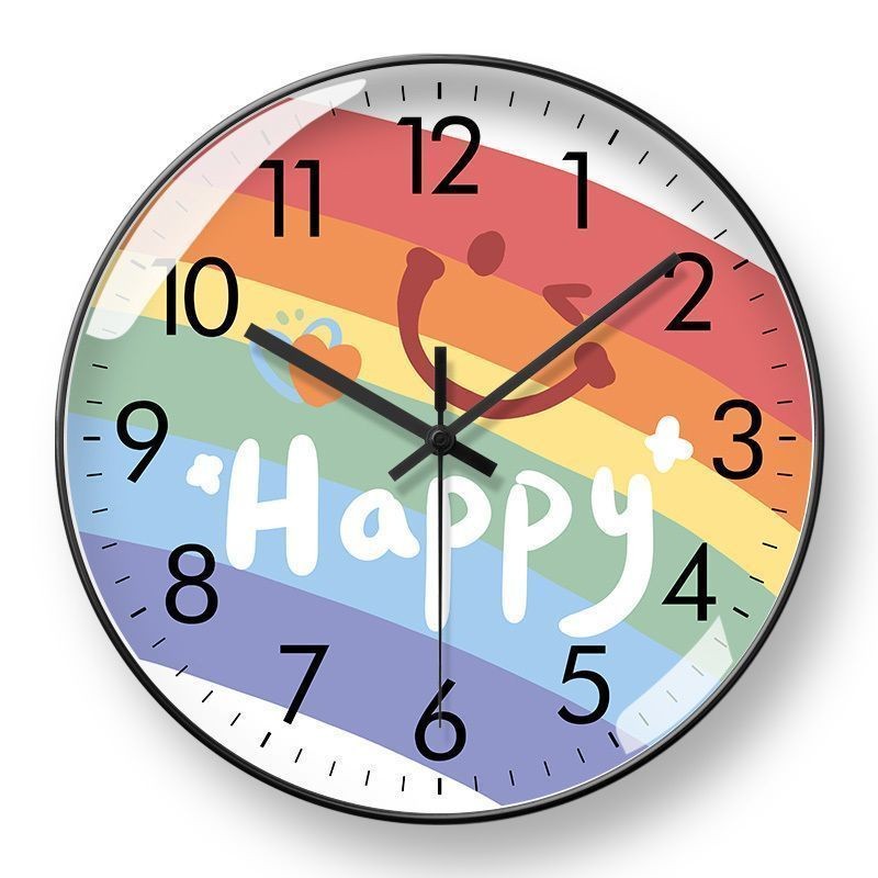 Rainbow Smiley Face Wall Clock Living Room Clock Children's Automatic ...