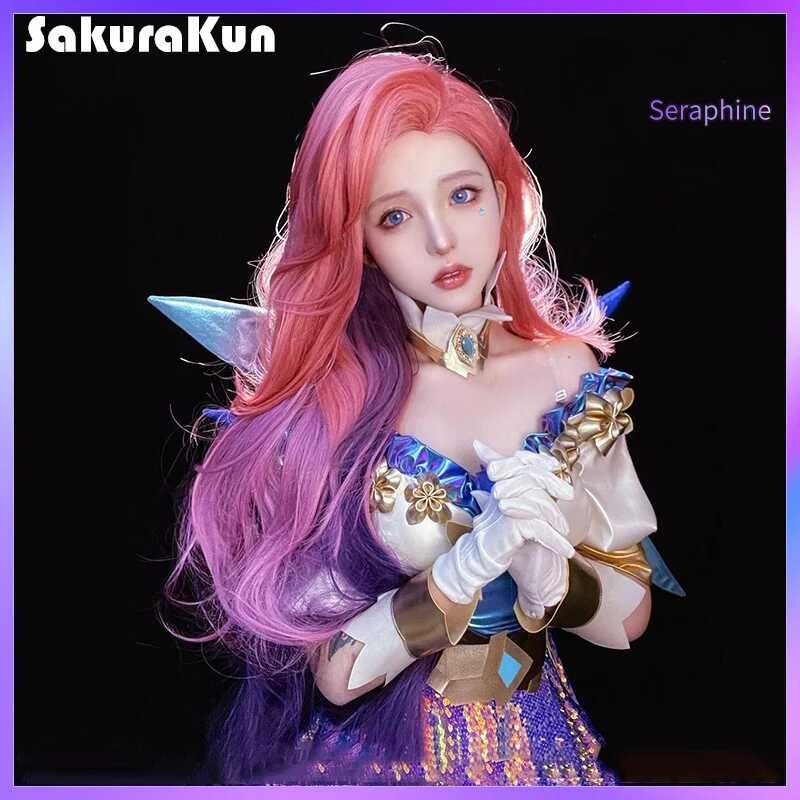 Game LOL Singer Cosplay Costume Shiny Original Skin Seraphine Sexy ...