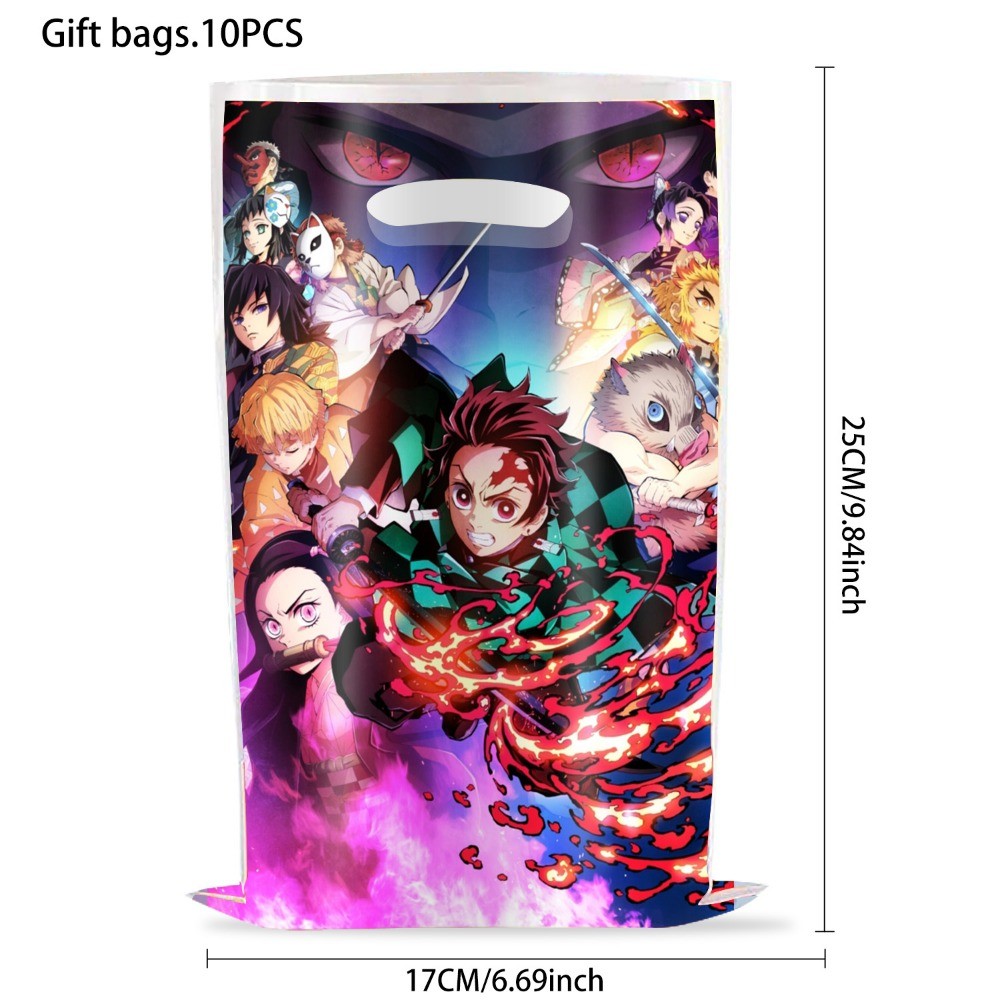 10pcs Demon Slayer Loot Bag Plastics Packing Party Candy Gift Bags Kids ...