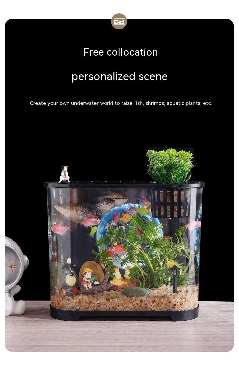 Acrylic Desktop Fish Tank Mini Aquarium HD Transparent Betta Tank Guppy ...