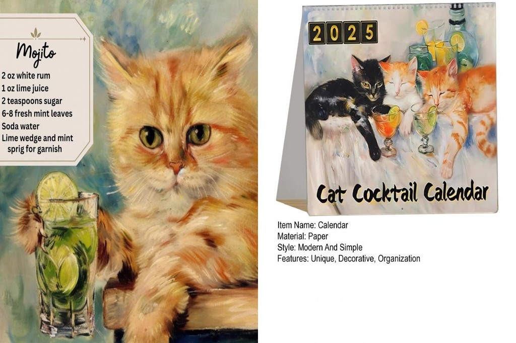[Ma] Cute Cat Calendar Cute Cat Design Planner 2025 Cat Cocktails ...