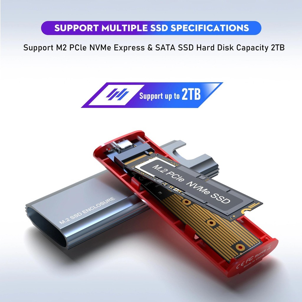 [Manila Stock] M.2 NVME PCle SSD Case Enclosure USB 3.1 10Gbps M.2 PCle ...