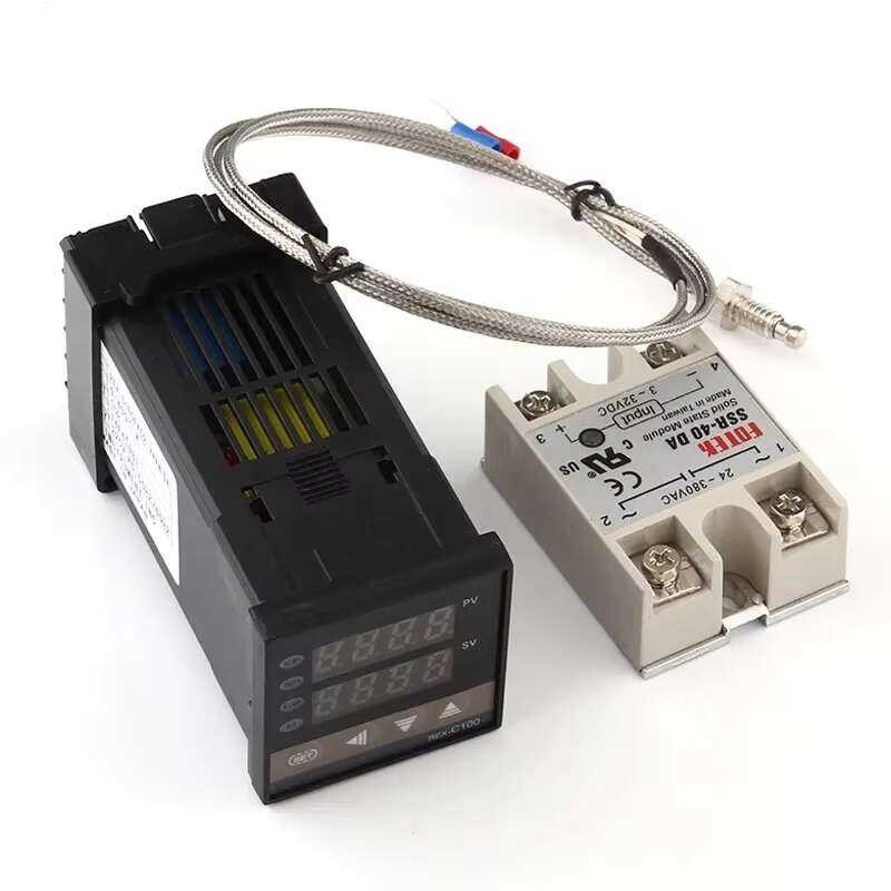 Digital PID Temperature Controller Rex-C100 REX C100 Thermostat 40Da SSR Relay + K Thermocouple ...
