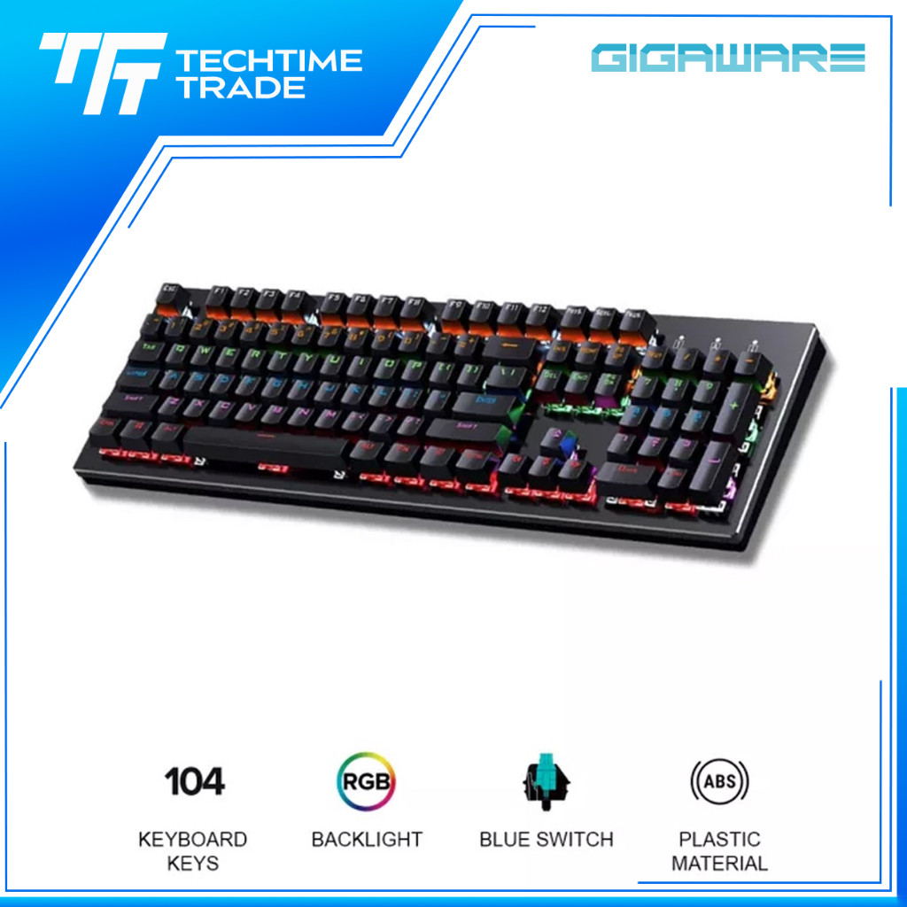 Gigaware K880 Mechanical Keyboard 104 Key Computer Wired Gaming ...