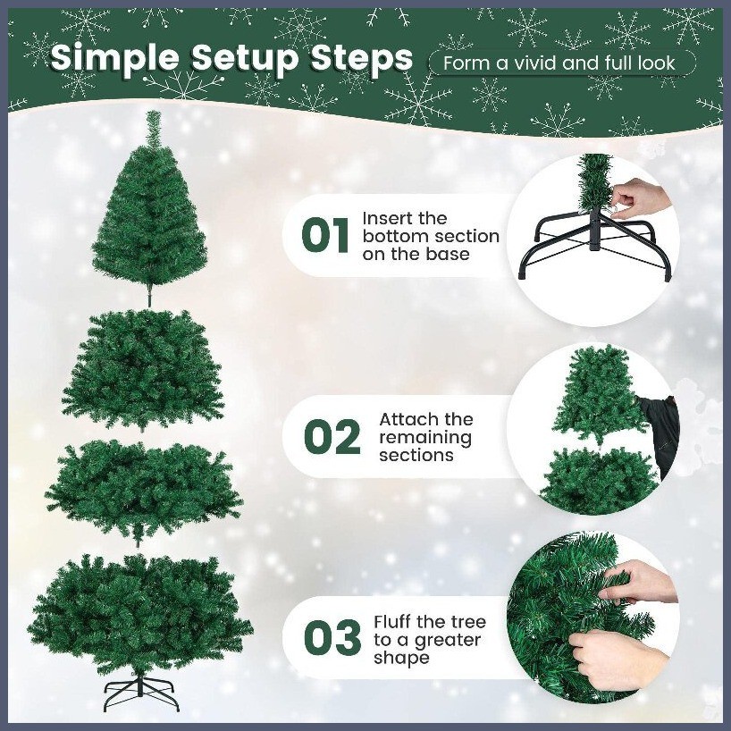 【24h Shipping】Christmas tree with decorations set led lights Festive ...