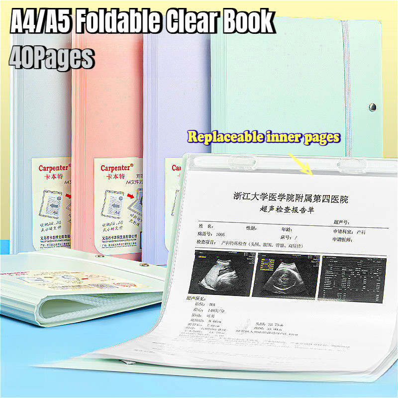 A4/A5 Foldable Clear Book Portable File Folder With Strap Paper ...