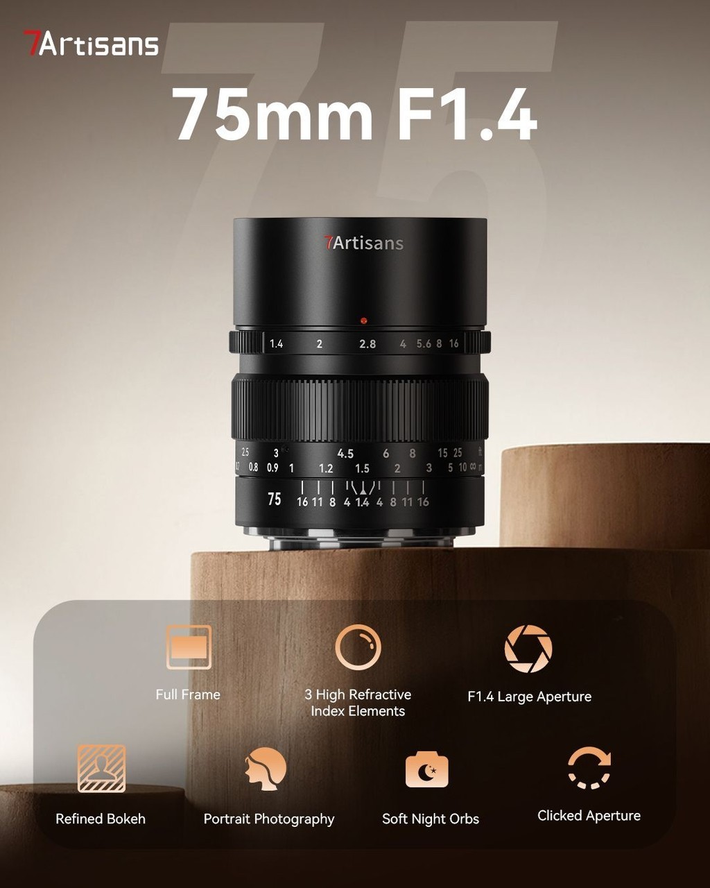 7artisans 75mm F1.4 Full Frame Large Aperture Manual Focus Portrait ...