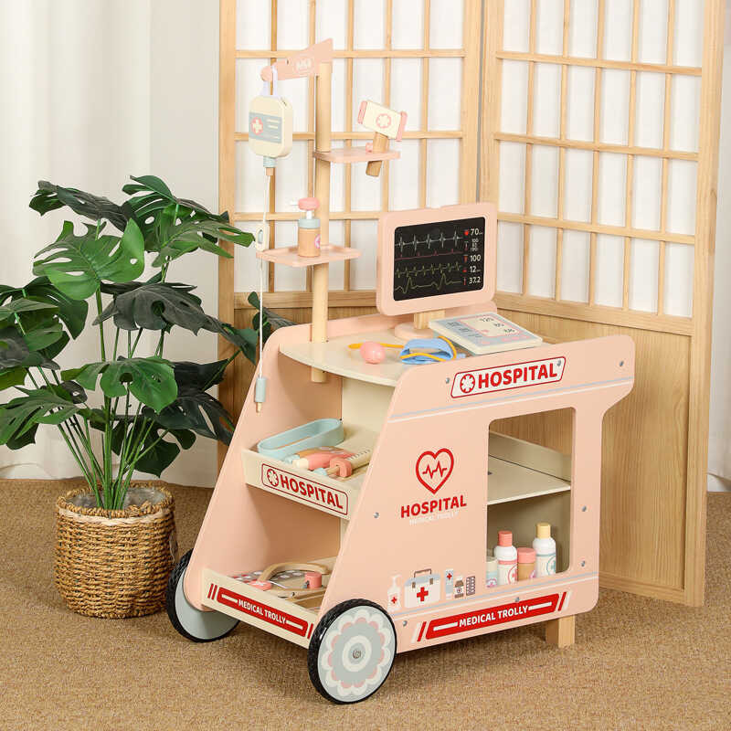 Children's Wooden Doctor Toy Baby Role Play Ambulance Simulation ...