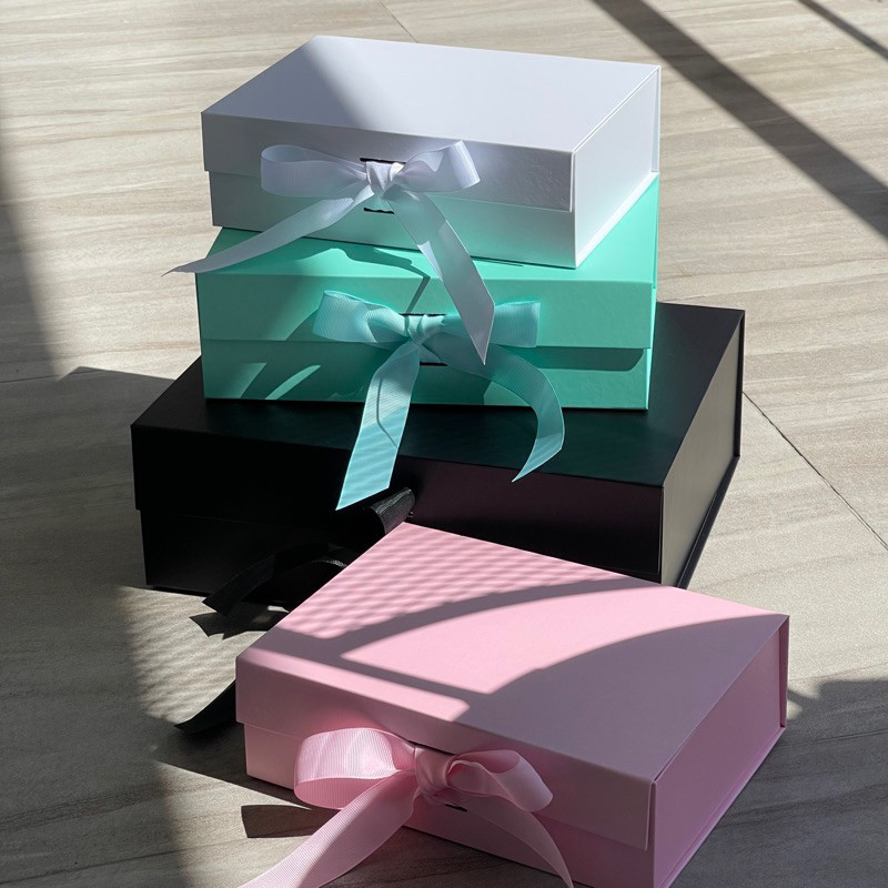 Fliptop Gift Box With Ribbon Premium Collapsible Hard Gift Box Magnetic ...