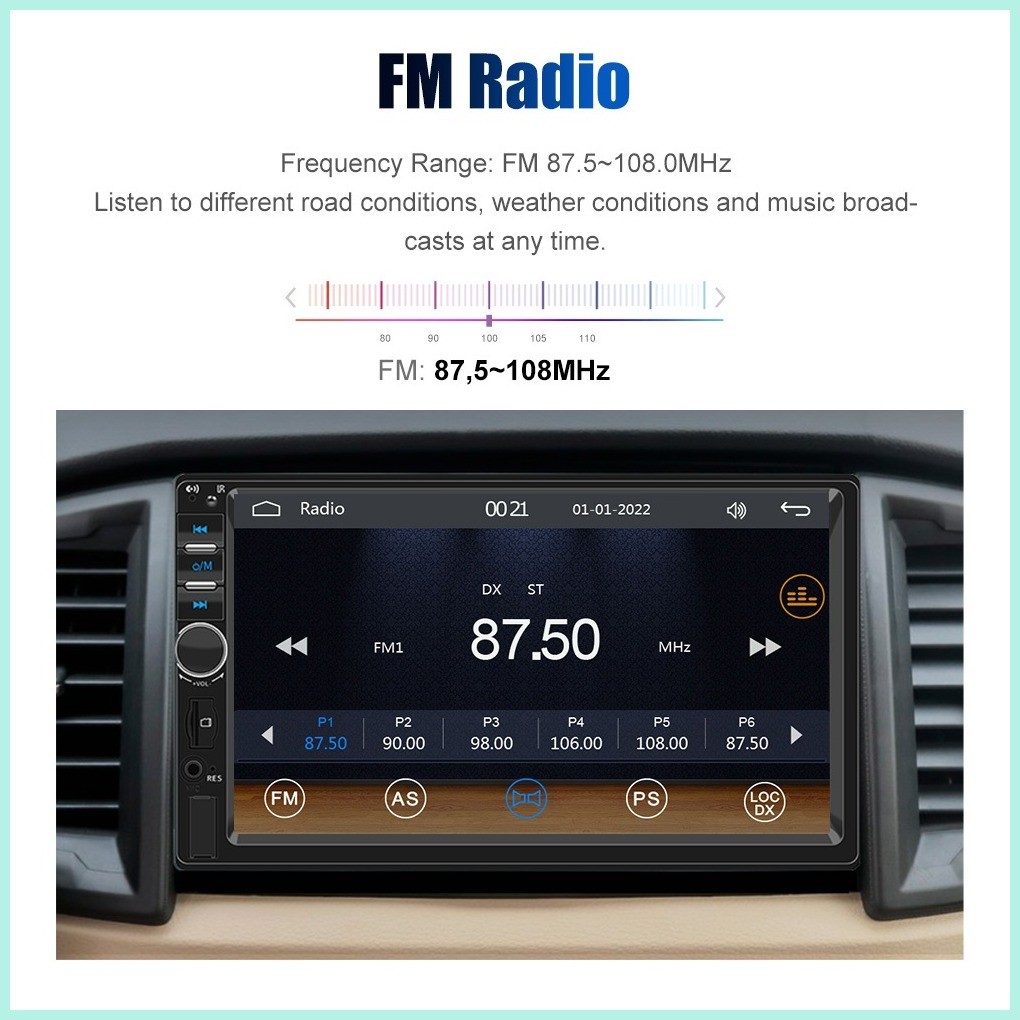 ESSGOO 7018B 7" Single/Double Din Universal Wired Carplay Video Output ...