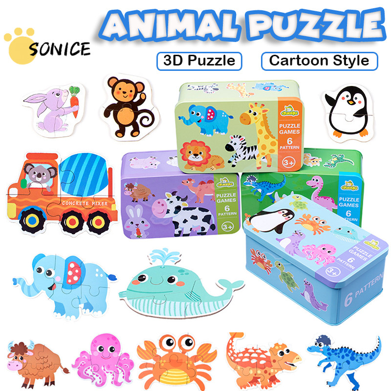 6 In 1 Puzzle Baby Wooden Puzzles for Toddlers Development Toys ...