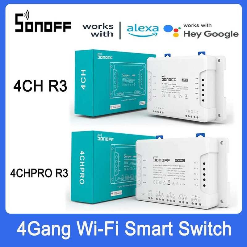 Sonoff R3/ 4Ch PRO R3 4 Gang Wi-Fi Smart Switch Module Voice Interlock ...
