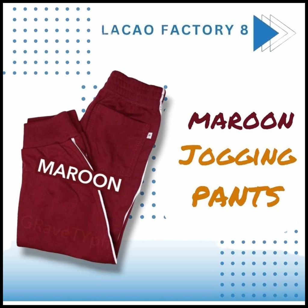 ♈ LACAOFACTORY8 SCHOOL JOGGING PANTS COTTON FABRICS UNISEX COLOR MAROON ...