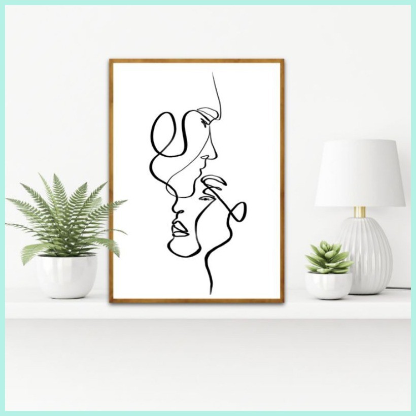 Minimalist Wall Art, Love One Line Art, Modern, Monochrome, A4 sized ...