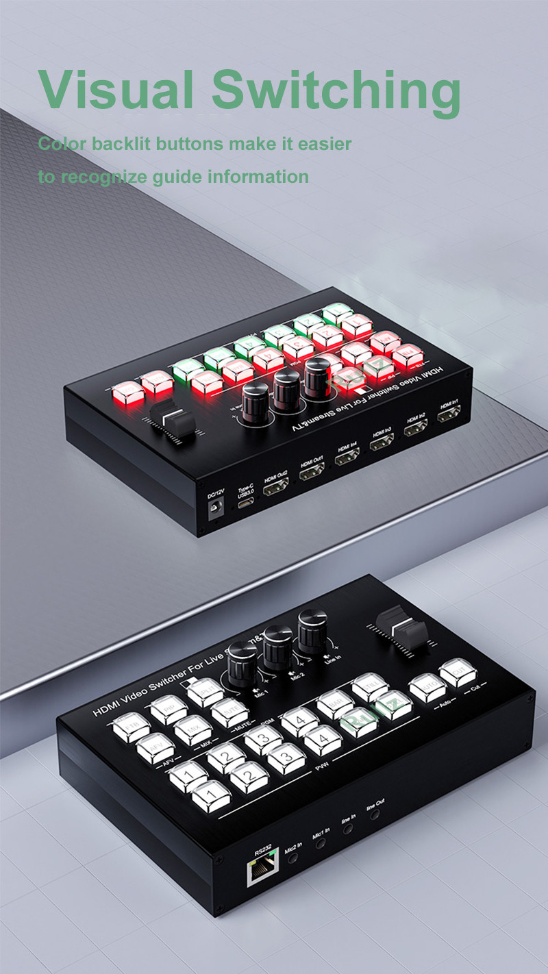 4K HDMI Video Mixer Switcher Multi Camera Streaming Live Production ...