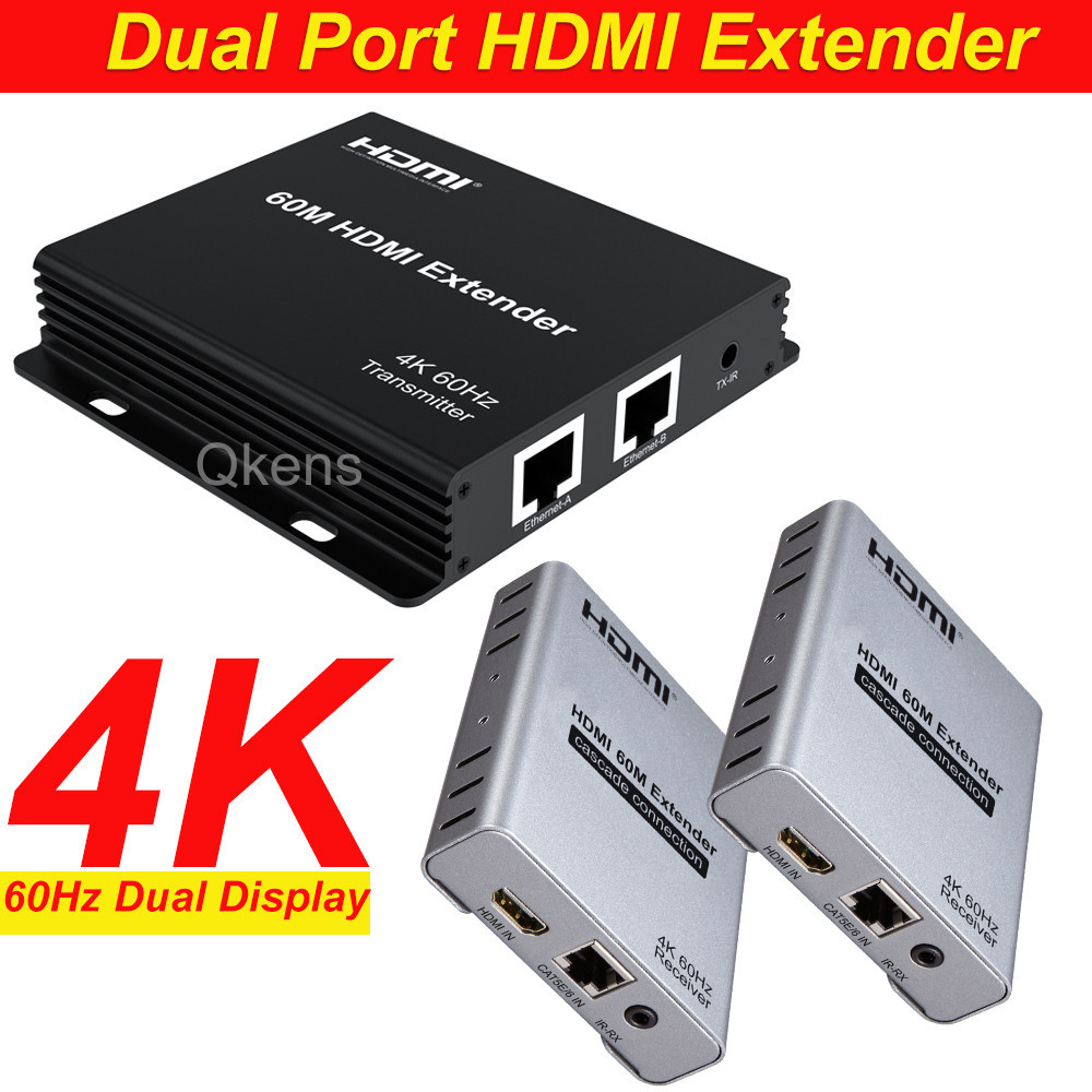 4K 60hz Ethernet Extender 60m Via Rj45 Cat6 Cable Audio Video ...