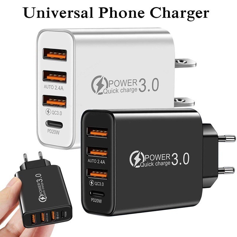 120W Fast Charging 4 Ports Universal Mobile Phone Charger QC3.0 USB ...