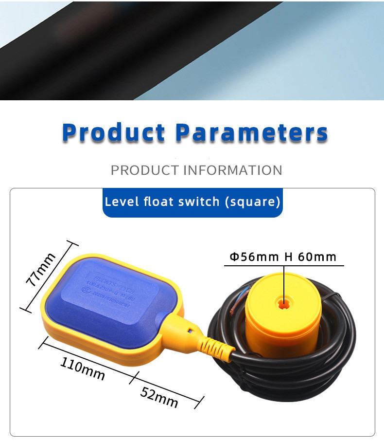 Square Float Switch Automatic Water Supply Controller Relay 2 3 4 5m Liquid Level Sensor Round