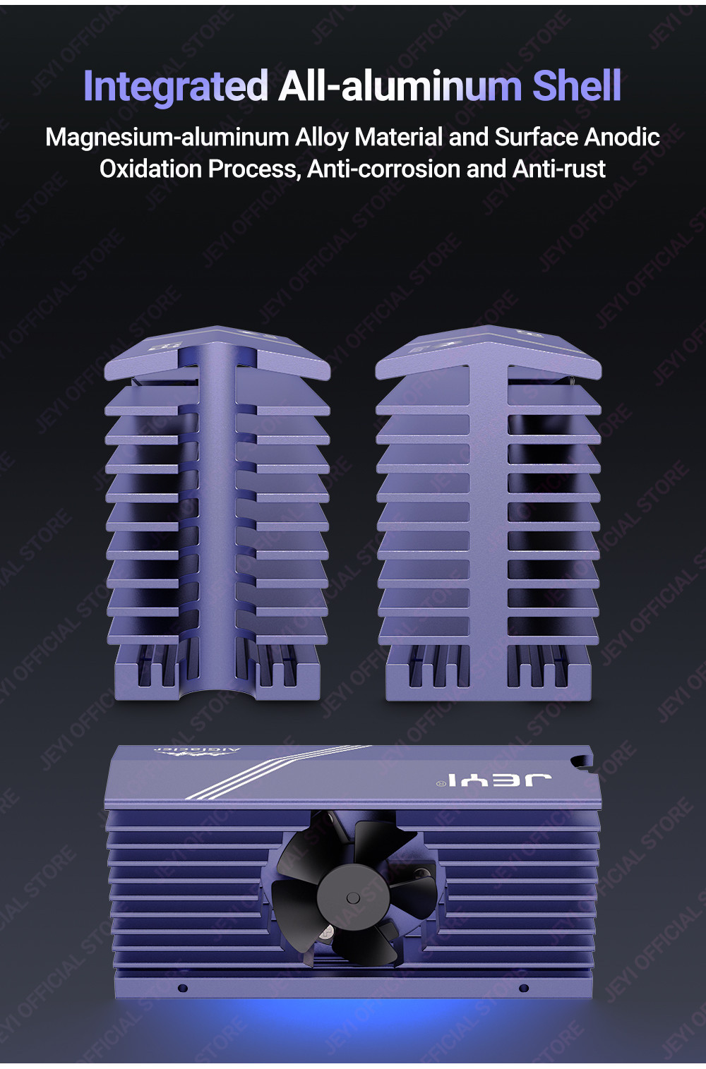 JEYI M.2 SSD Heatsink With silent fan 2280 NVME NGFF Radiator Magnesium ...