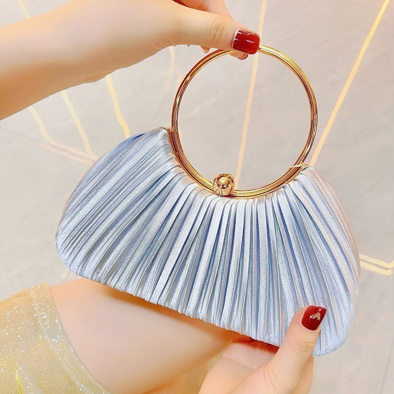 Fashion Party Clutch Bag New Pleated Banquet Clutch Ring Handbag ...