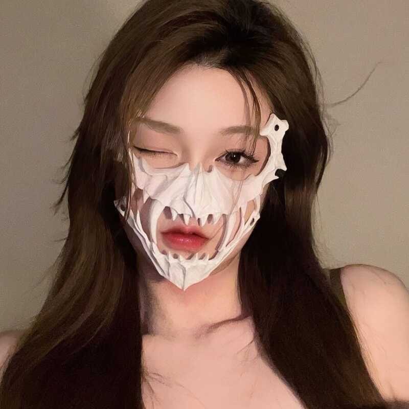 2025 Halloween anime Half Face Tiger Yesha Tiangou Human Wolf Mask ...